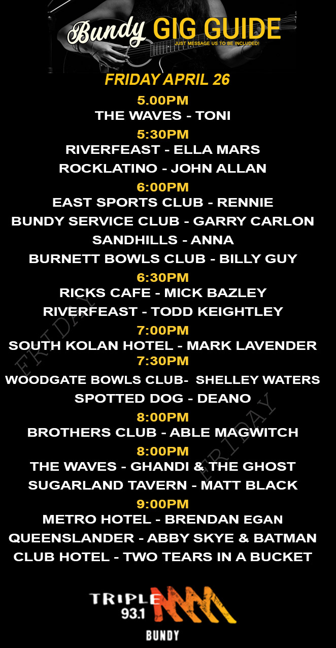 Gig guide: Catch Gandhi and the Ghosts this weekend – Bundaberg Now